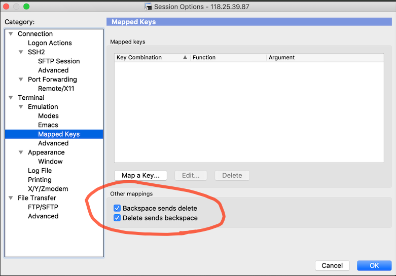 SecureCRT Backspace/delete 键失效的解决方法_securecrt怎么删除键失灵-CSDN博客