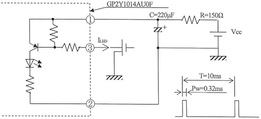 【Arduino教程】GP2Y1014AU粉尘传感器原理分析及使用_gp2y1014au pm2.5检测模块电路电阻和电容作用-CSDN博客