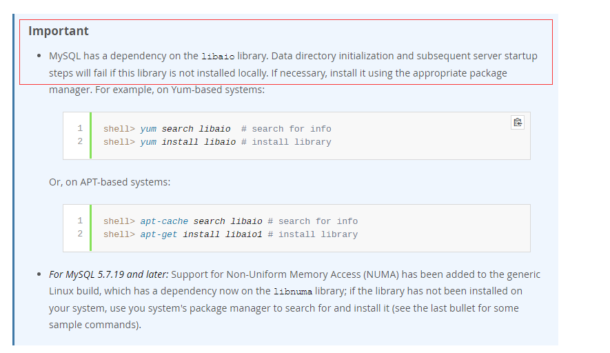 阿里云centos7安装mysql初始化时报缺少libaioso1阿里云 Loading Shared Libraries 