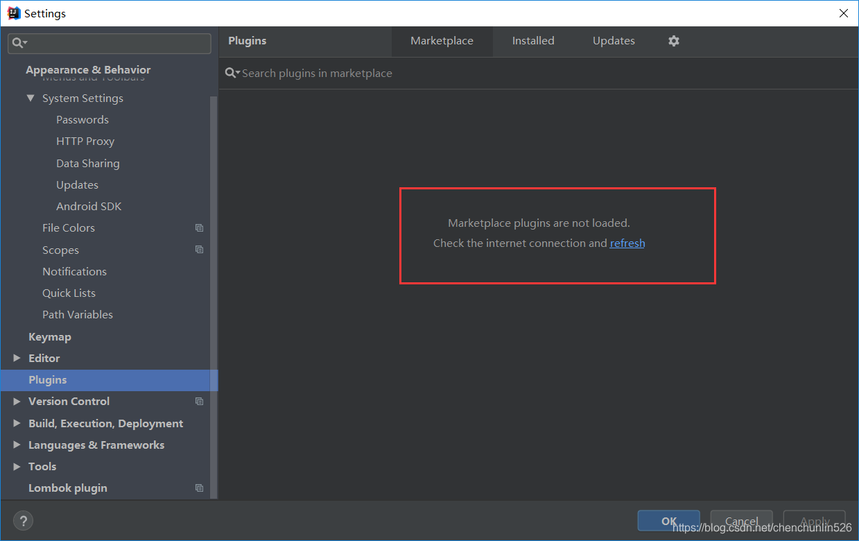 Idea优化配置(2) Intellij Idea 的plugins 搜索不了插件,setting Plugins加载很慢出不来的 解决方法marketplace Plugins