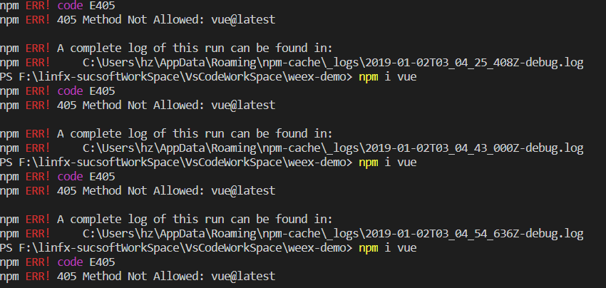 npm使用时总报npm ERR! code E405 npm ERR! 405 Method Not Allowed 错误的解决方法_npm err! errno -4055-CSDN博客
