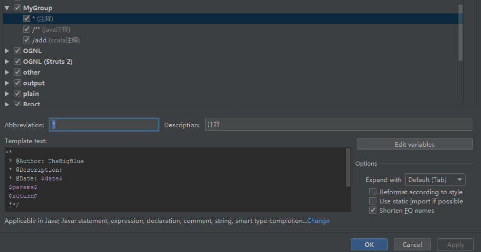 IDEA自定义注释模板（主要解决params和return的问题）_idea配置return 和 params不生效-CSDN博客
