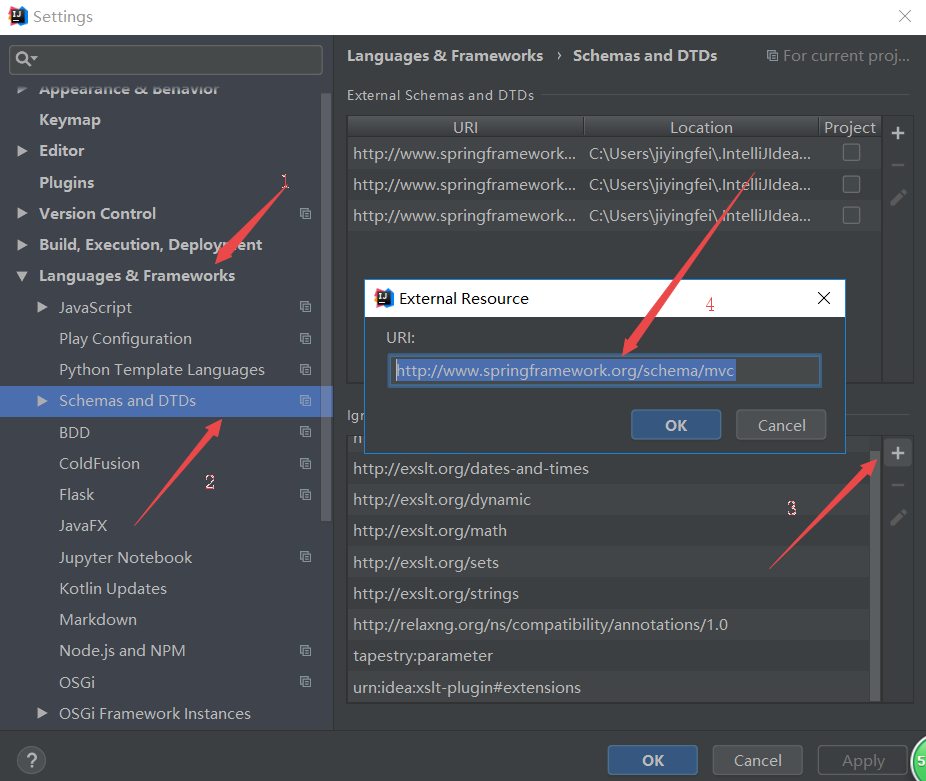 URI is not registered (Settings | Languages & Frameworks | Schemas and DTDs) 错误的解决方法-CSDN博客