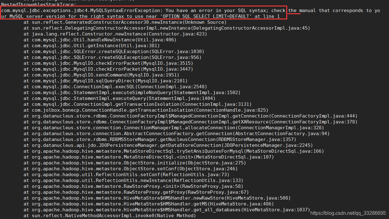 Hive Drop 表报错 Option Sql Select Limit Default At Line 1 Option Sol Select Limit Default At