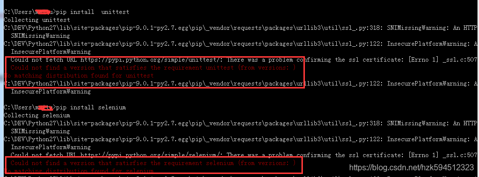 Python之pip安装失败 Could Not Find A Version That Satisfies The