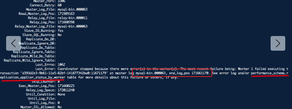mysql主从同步报错，提示Last_Error: Coordinator stopped because there were error(s) in the worker(s). The ...
