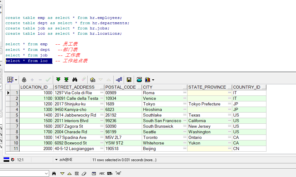 Oracle系统自带表employees_departments_jobs_locations,sql语句_oracle department employee-CSDN博客