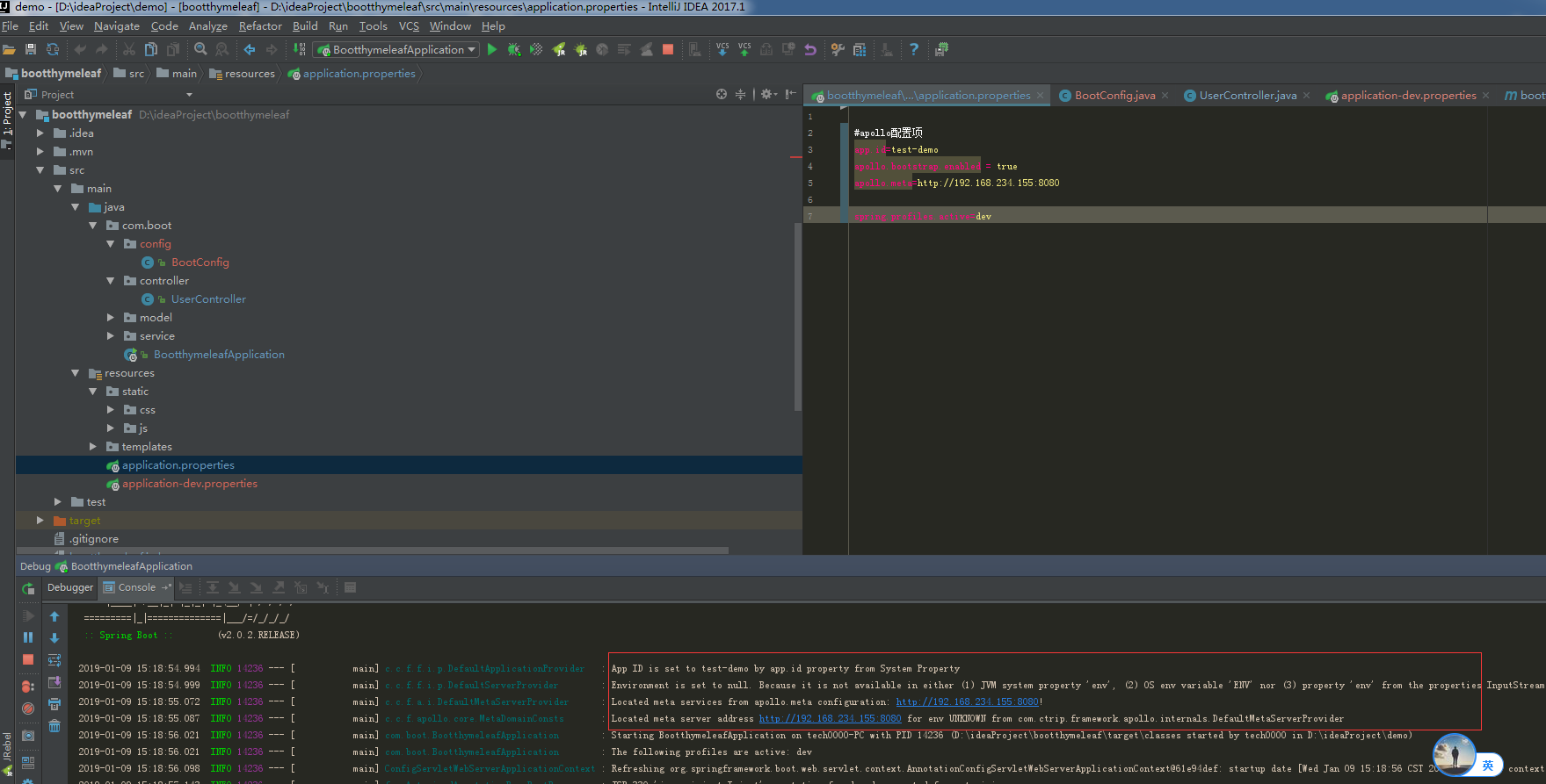 Spring boot项目整合apollo错误：for env UNKNOWN from com.ctrip.framework.apollo.internals ...