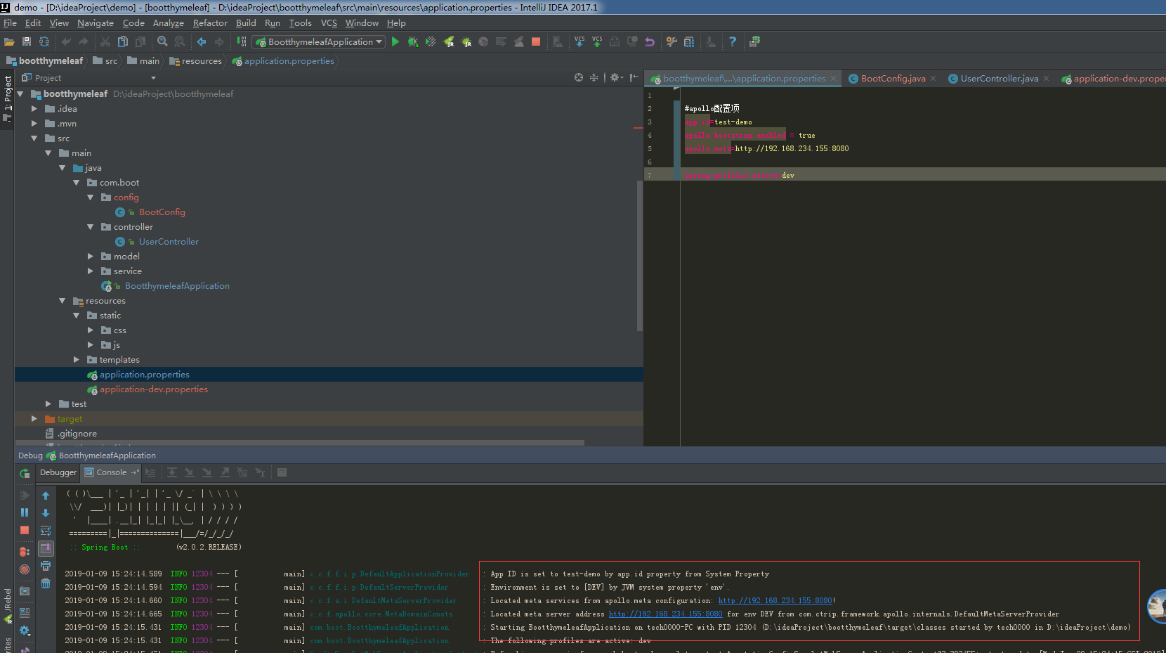 Spring boot项目整合apollo错误：for env UNKNOWN from com.ctrip.framework.apollo.internals ...