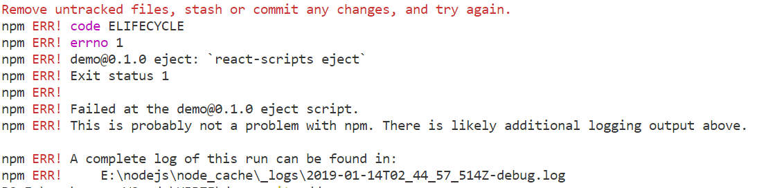 React报错：Remove untracked files, stash or commit any changes, and try again.--------以及配置.less ...