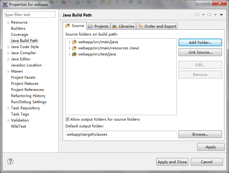 Cannot nest 'webapp/src/main/resources/' inside 'webapp/src/main' To enable the nesting exclude ...