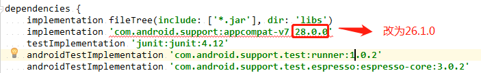 包含wear应用时mobile的build.gradle文件“com.android.support:appcompat-v7:28.0.0”报错_implementation 'com ...