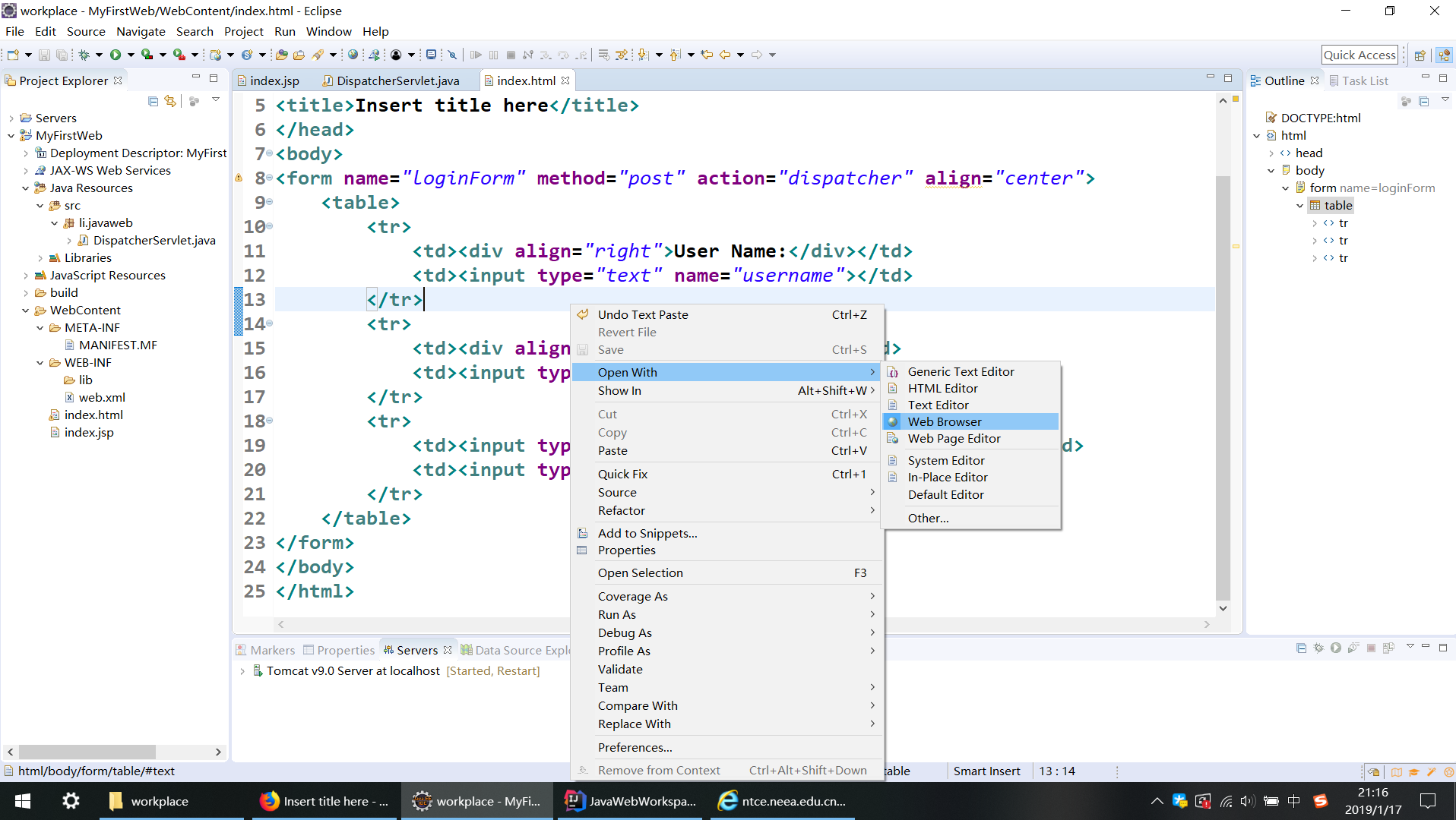 在eclipse上运行html文件_eclipse练习html编写页面并发布到服务器上。-CSDN博客