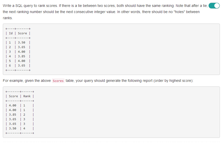 MySQL/178. Rank Scores 分数排名_rank scores mysql-CSDN博客