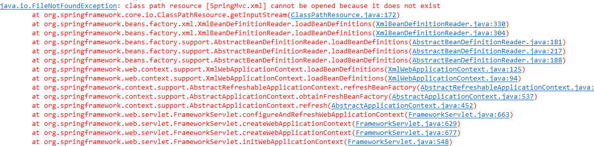 class path resource [SpringMvc.xml] cannot be opened because it does not exist_tomcat 启动报错class ...