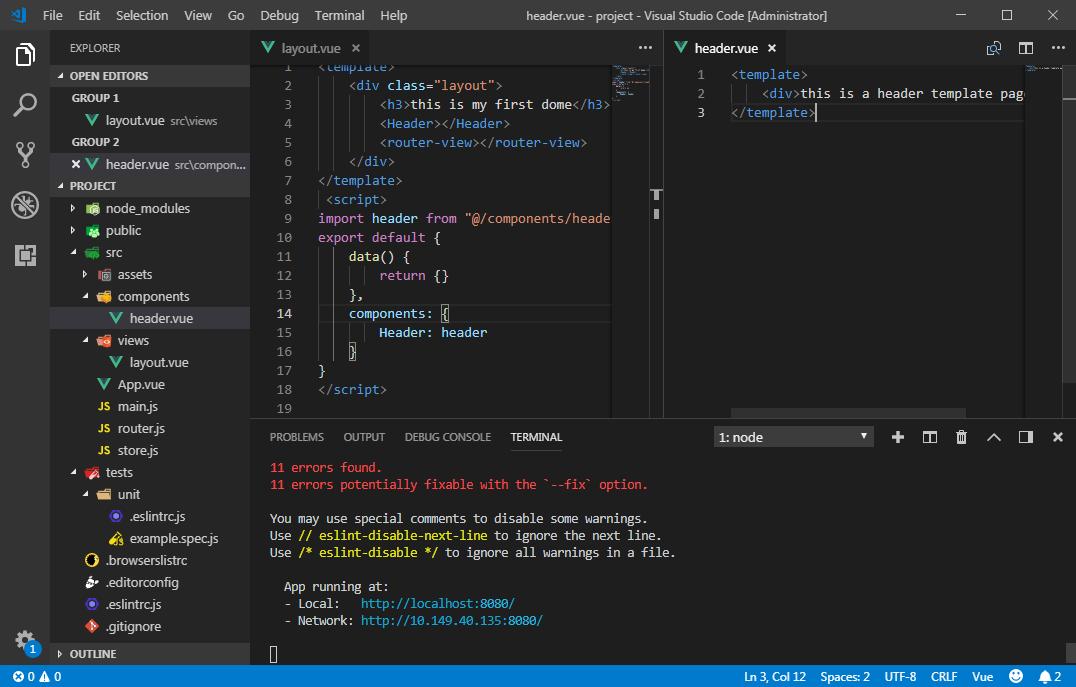 vue实战开发005:解决Vue-cli3中的Eslint报错_vue 3.0 启动时,提示 eslint 检测语法错误-CSDN博客