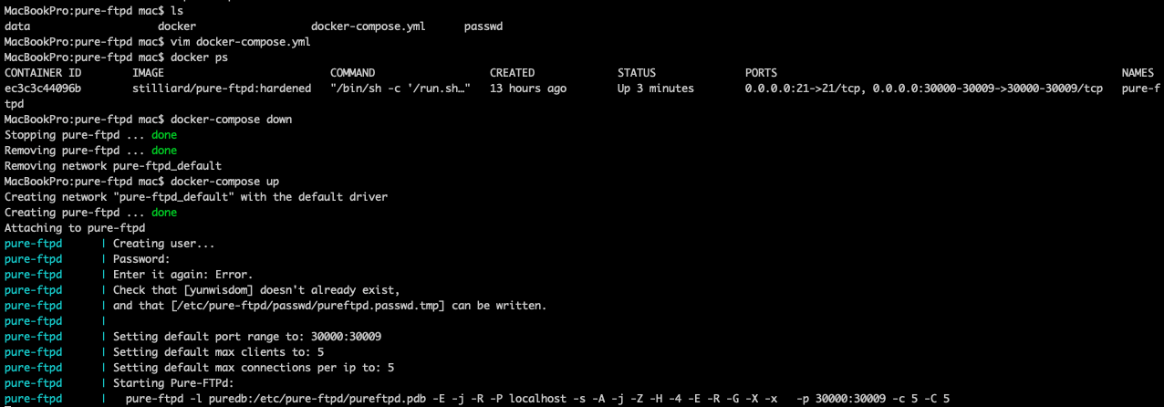 Docker上部署FTP服务器（基于stilliard/pure-ftpd）_pureftp docker-CSDN博客