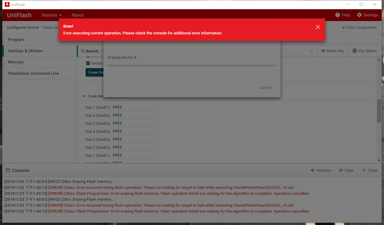 一种解决C28xx: Flash Programmer: Error encountered when writing to flash memory问题的方法-CSDN博客