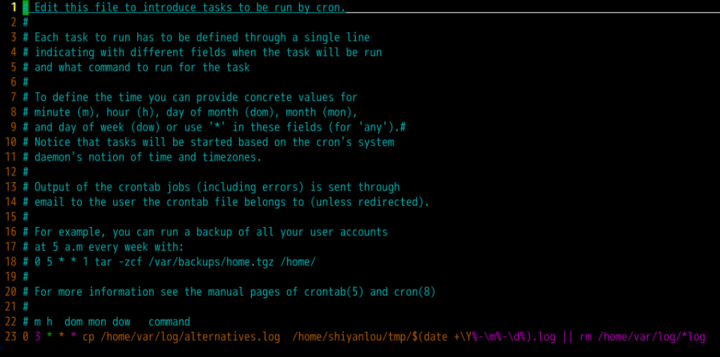 备份日志-Linux中的定时任务crontab || rm+cp+mv三基详解（解释\cp）|| Vim编辑器_crontab rm-CSDN博客