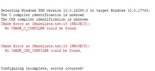 Cmake出现“No CMAKE_C_COMPILER could be found"问题_err! error: no cmake vs compiler found for msversi ...