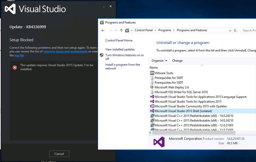 VS2015安装失败KB3022398 KB3165756 - 程序员大本营