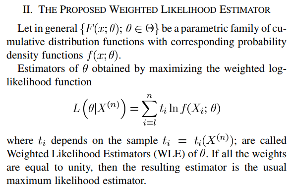 加权极大似然估计 Weighted Likelihood Estimation (WLE)-CSDN博客