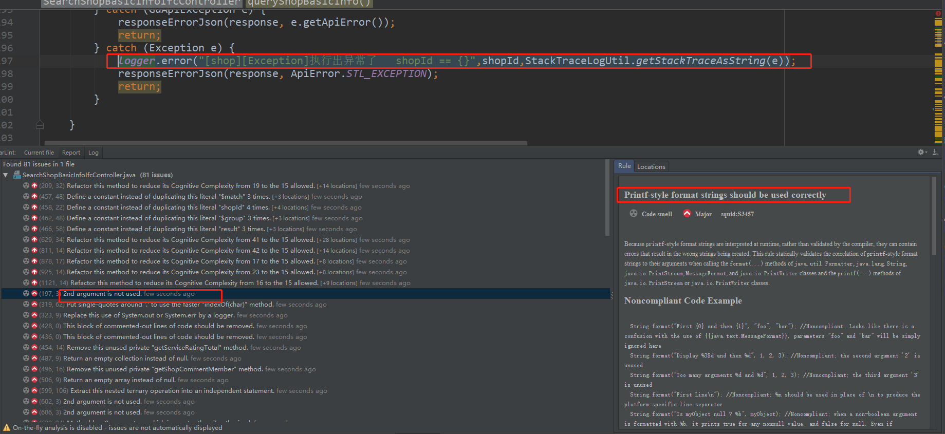 SonrLint常见解决方案_printf-style format strings should be used correct-CSDN博客