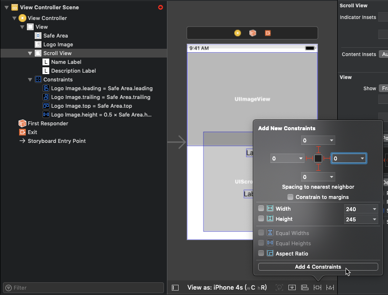iOS 12 Auto Layout界面自动布局系列2-使用Xcode的Interface Builder添加布局约束_xcode 布局约束-CSDN博客
