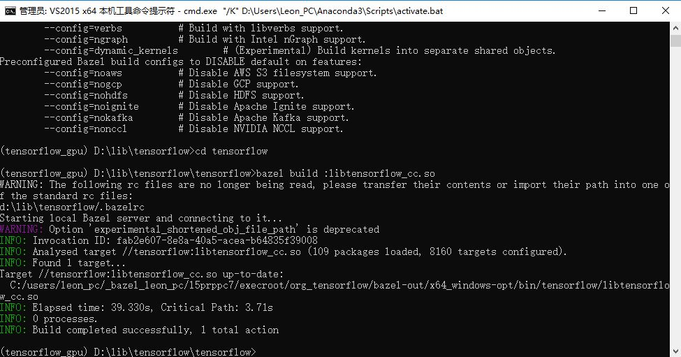 【软件安装】WIN10 + Tensorflow1.12 C++接口 + Cmake编译失败 + Bazel编译成功 + C++接口_tensorflow编译失败-CSDN博客