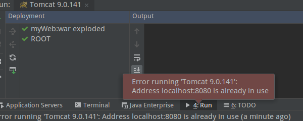 error running 'index.jsp' address localhost:8080 is already in use_error running 'index.jsp ...