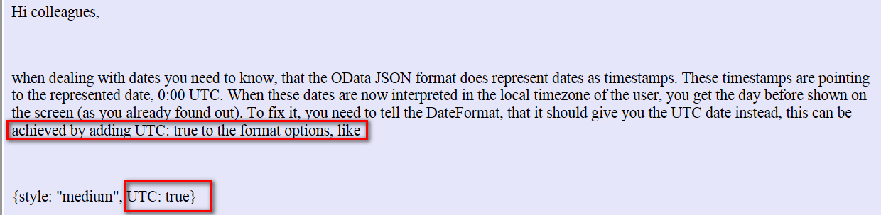 UTC in the SAP UI5 date data format: true - Programmer Sought