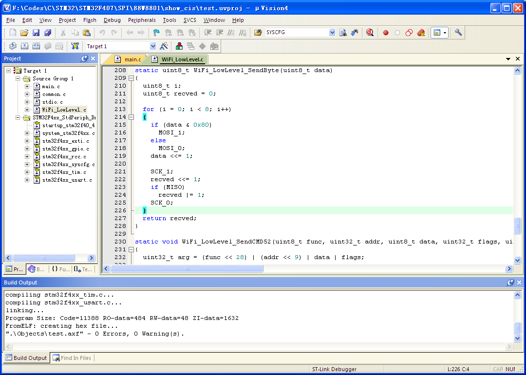 [Program] STM32F407VE MCU initializes 88W8801 WiFi module through SPI ...