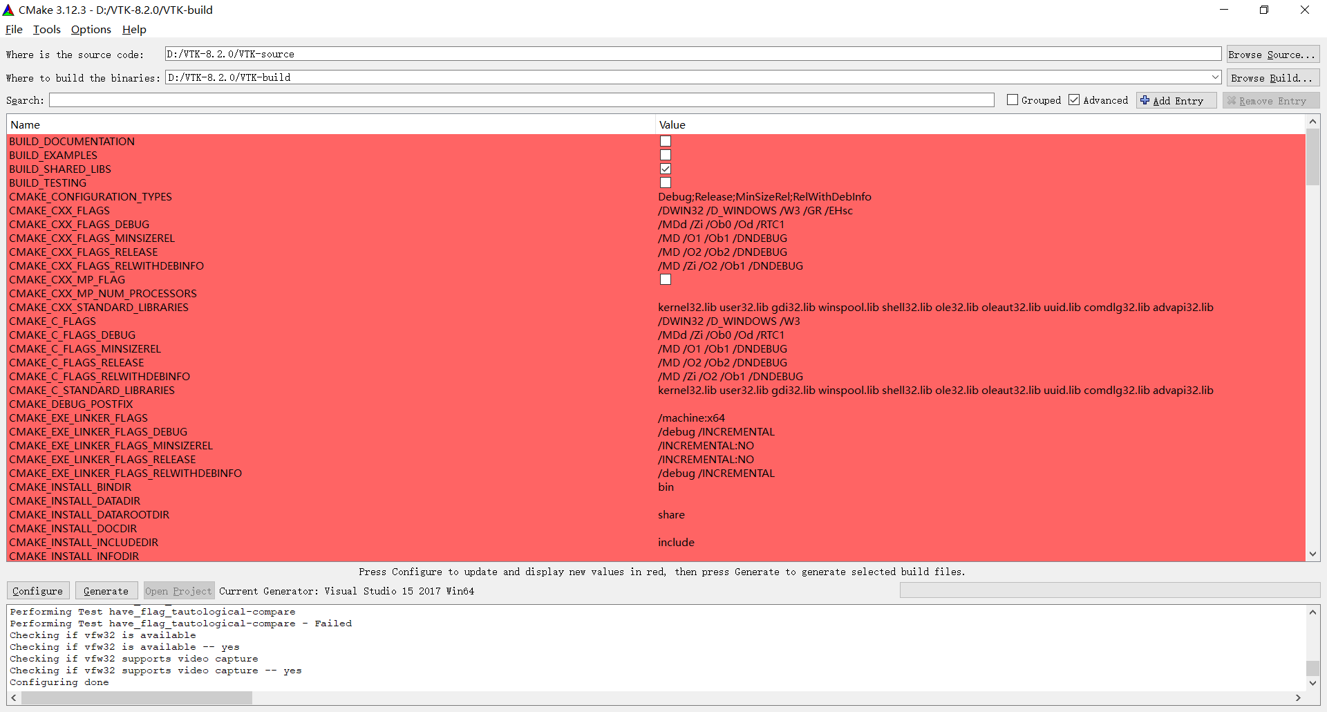 VTK8.2.0编译安装与测试用例运行（win10 + VS2017 + Qt5，Release+Debug）_vtk8.2编译debug与release版-CSDN博客