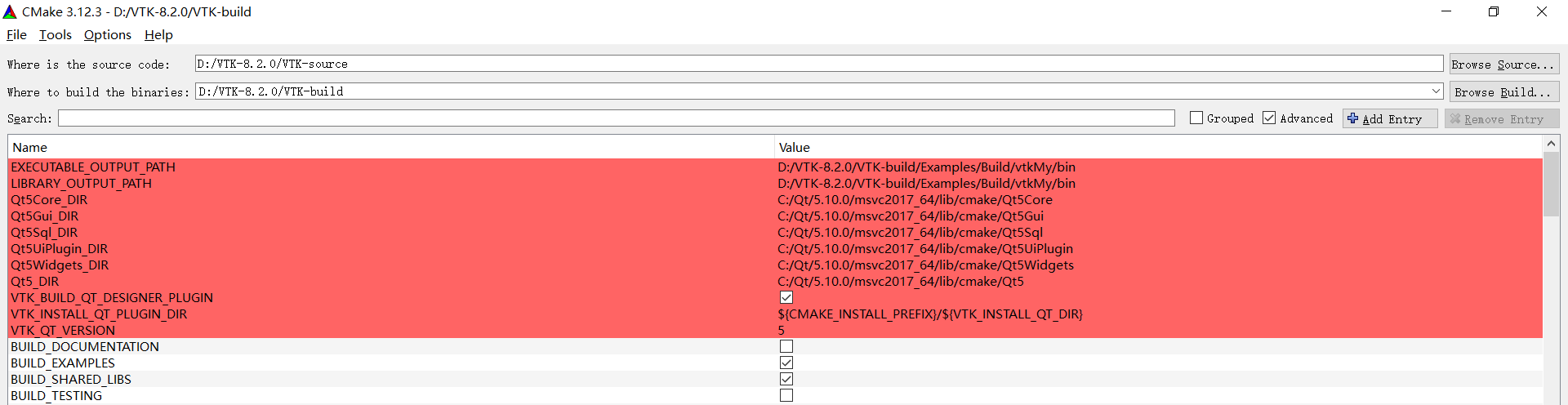 VTK8.2.0编译安装与测试用例运行（win10 + VS2017 + Qt5，Release+Debug）_vtk8.2编译debug与release版-CSDN博客