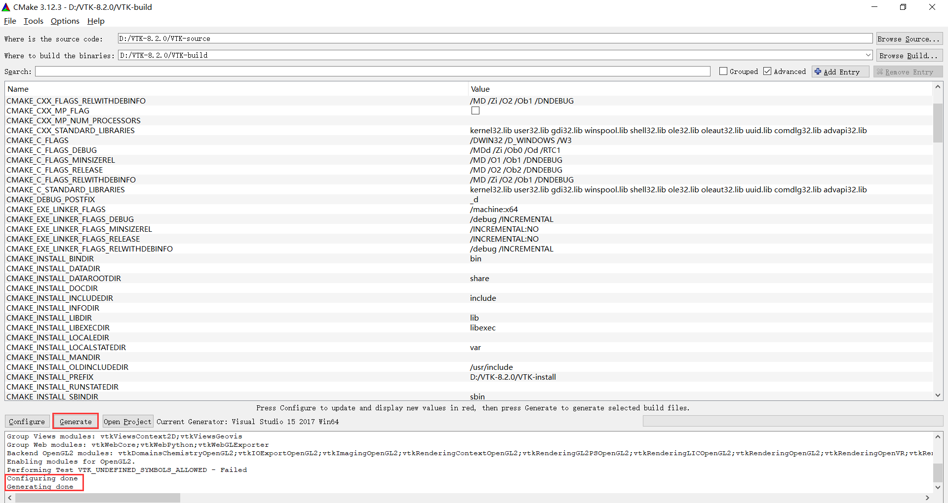 VTK8.2.0编译安装与测试用例运行（win10 + VS2017 + Qt5，Release+Debug）_vtk8.2编译debug与release版-CSDN博客