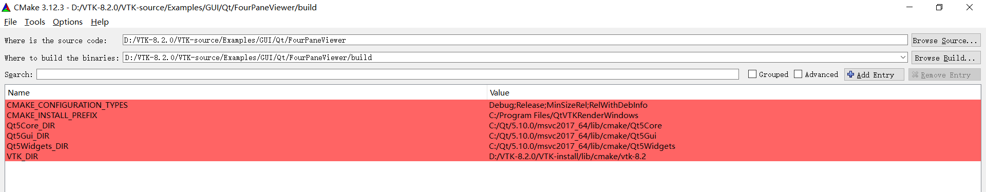VTK8.2.0编译安装与测试用例运行（win10 + VS2017 + Qt5，Release+Debug）_vtk8.2编译debug与 ...