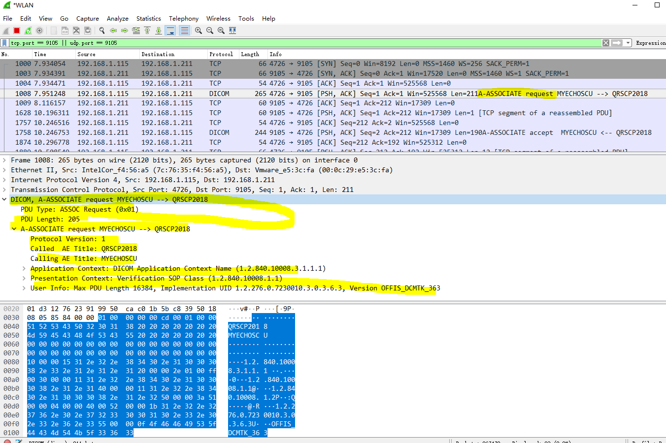 DICOM C-ECHO通讯过程中TCP数据的抓取和分析-CSDN博客