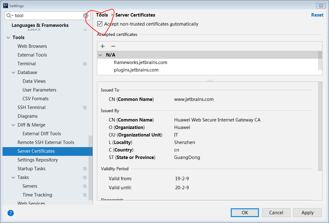 解决IDEA提示Untrusted Server's certificate 证书不可用（ Server's certificate is not trusted )_untrusted ...