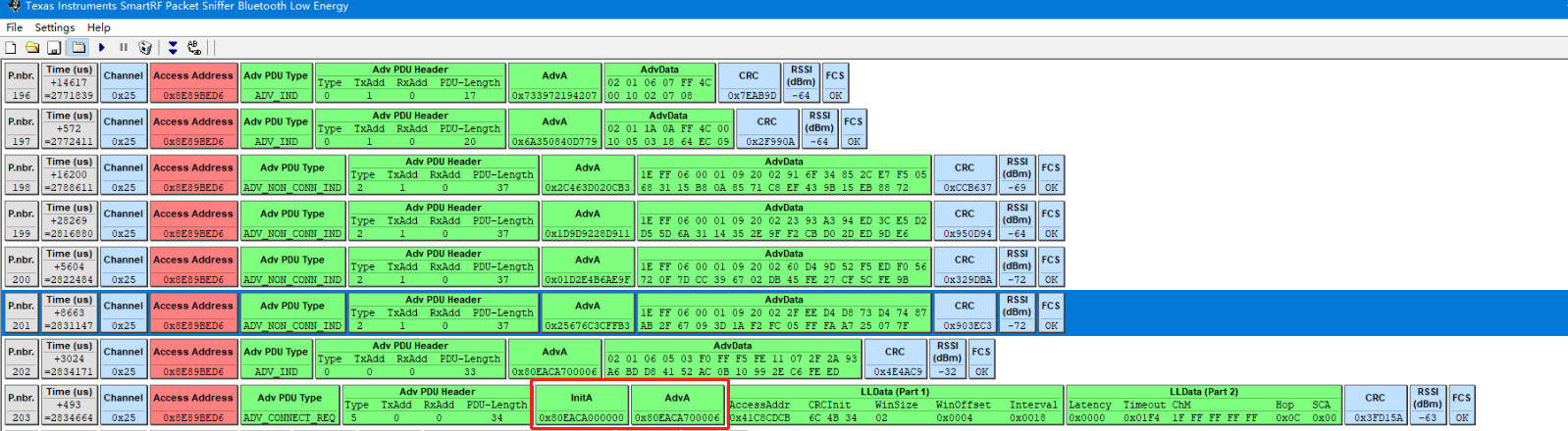 TI cc2540 usb dongle smartRF packet sniffer 的初级抓包使用及过滤特定数据包_ti sniffer ...