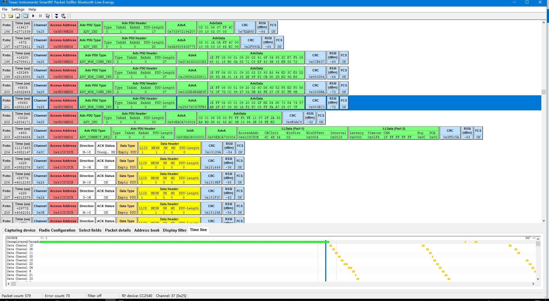 TI cc2540 usb dongle smartRF packet sniffer 的初级抓包使用及过滤特定数据包_ti sniffer ...
