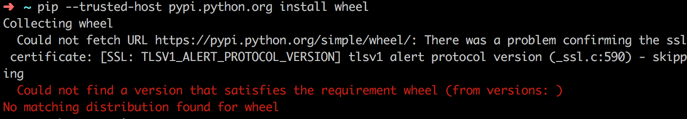 pip install SSL: TLSV1_ALERT_PROTOCOL_VERSION] tlsv1 alert报错_tlsv1 alert internal error-CSDN博客
