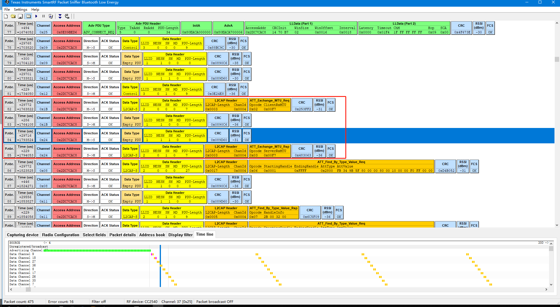 使用TI cc2540 usb dongle smartRF packet sniffer 对广播包和扫描包的分析_smartrf ...