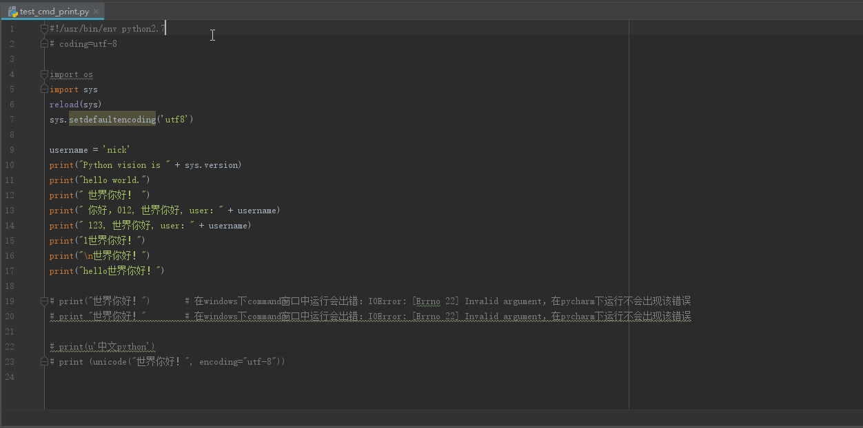 python在windows command下打印中文出错 IOError [Errno 22] Invalid argument_ioerror: [errno 22] invalid ...