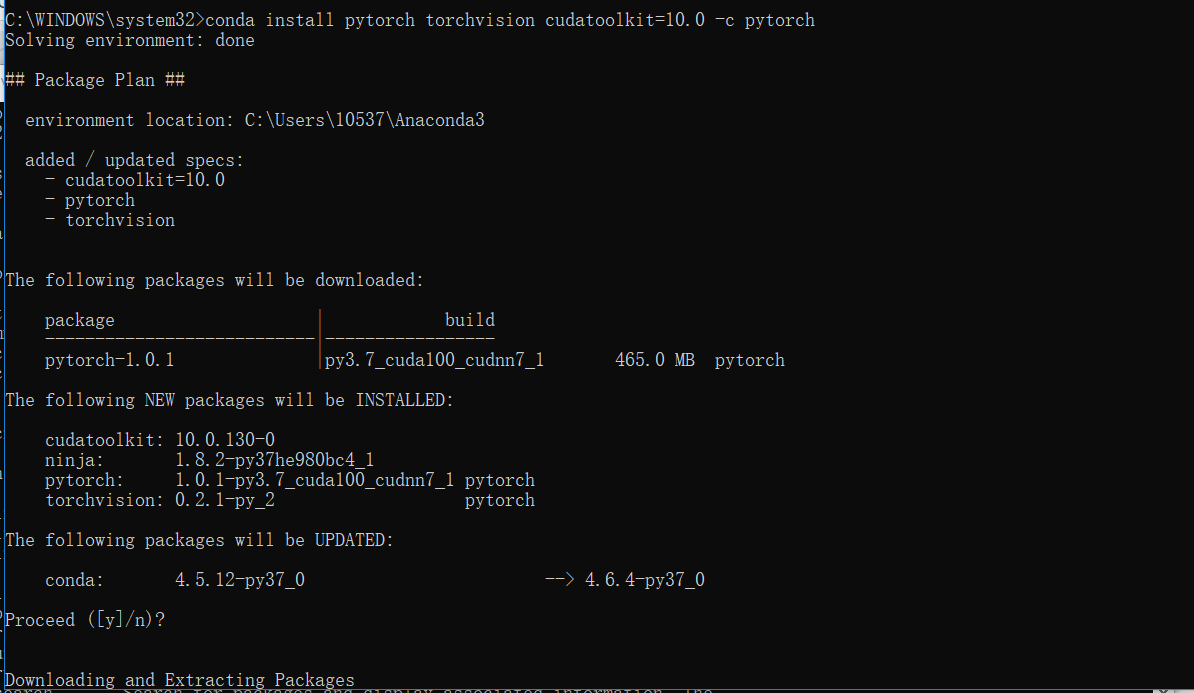windows下安装anaconda+pytorch1.0+cuda10+配置pycharm_conda install pytorch==1.0.1 torchvision==0.2.2 ...