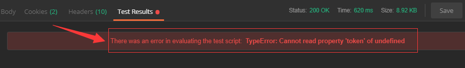 Something went wrong while running your scripts.Check Postman Console ...