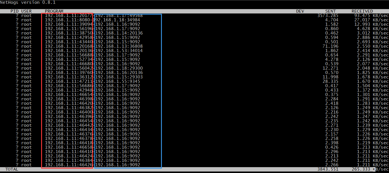 Linux下进程、程序网络带宽占用情况查看工具 -- NetHogs_nethogs program 为ip-CSDN博客