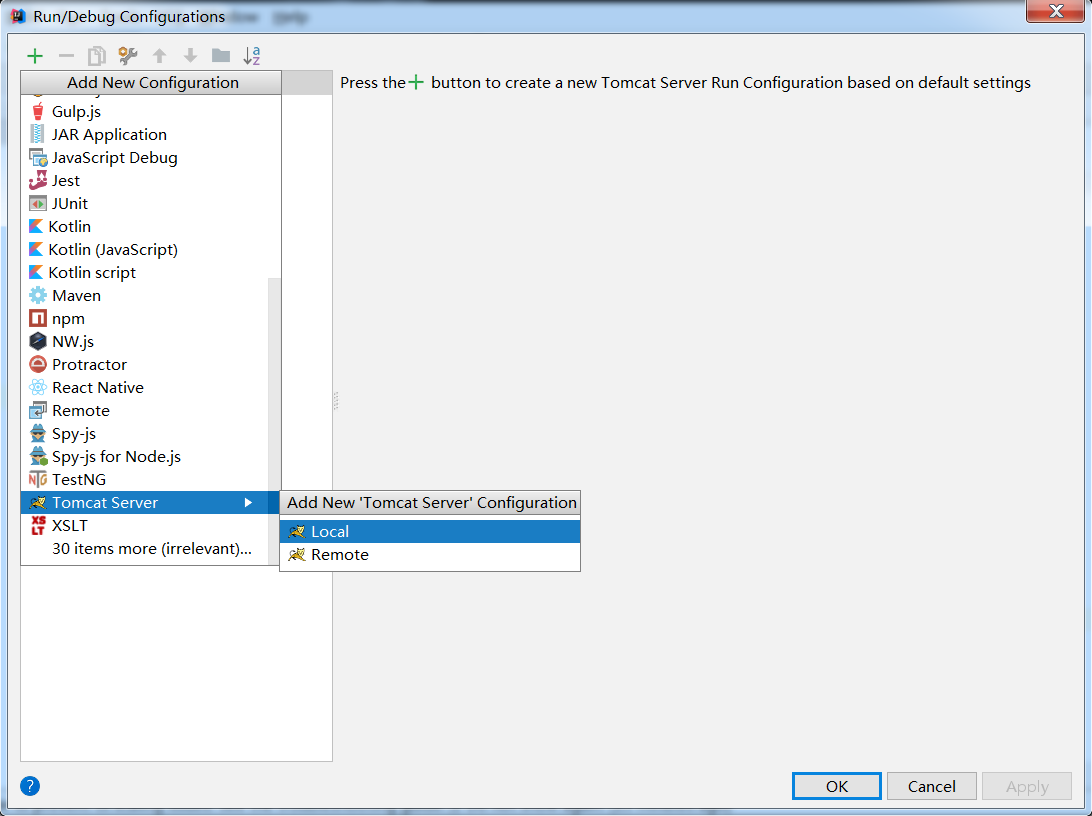 IntelliJ：Edit Configurations加号找不到tomcat server_打开菜单run -> 选择edit ...