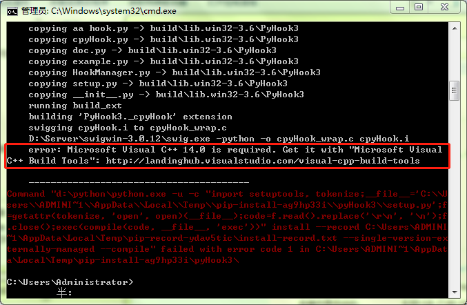 Python 库安装问题-用pip安装pyHook3报错的两种常见问题和解决方法_install pyhook3 失败-CSDN博客