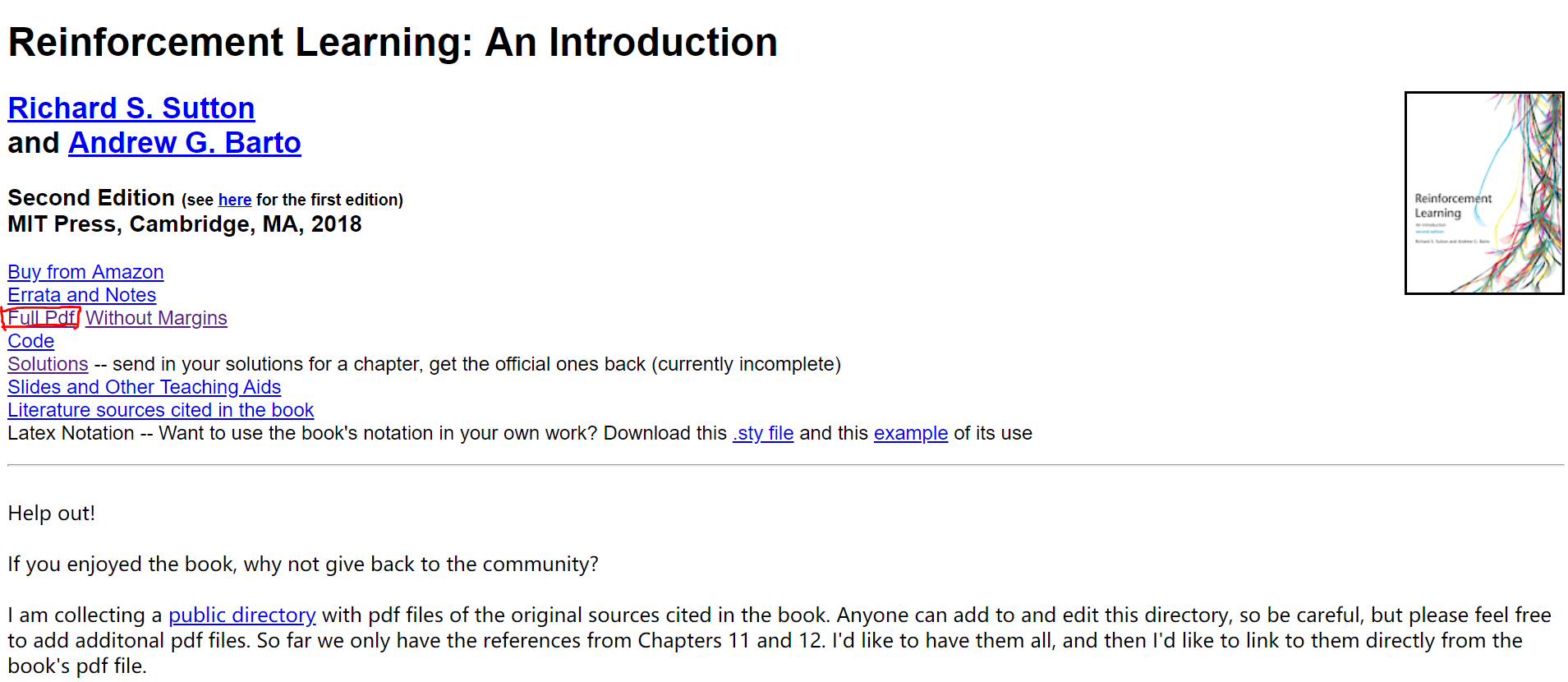 Reinforcement Learning: An Introduction second edition， Richard S. Sutton and Andrew G. Barto ...