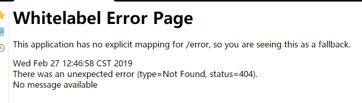 异常:This application has no explicit mapping for /error, so you are ...